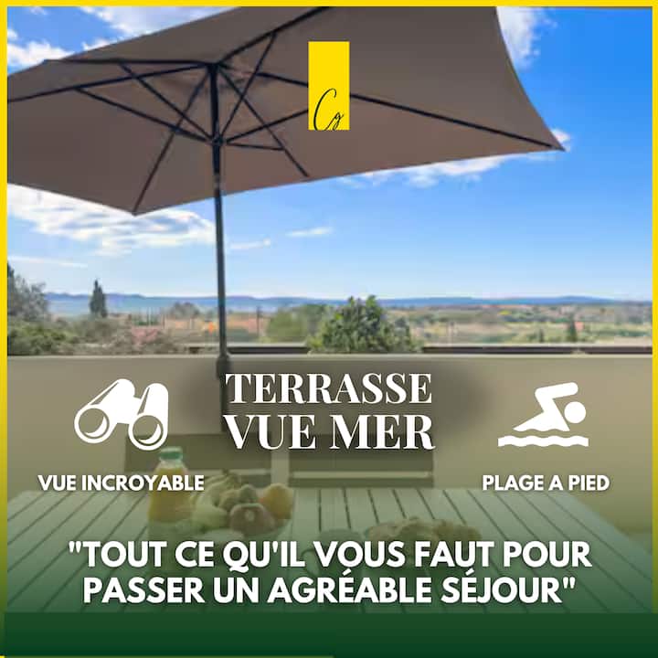 L'astrolabe - Vue Mer 180°- Terrasse-clim-plages - La Londe-les-Maures
