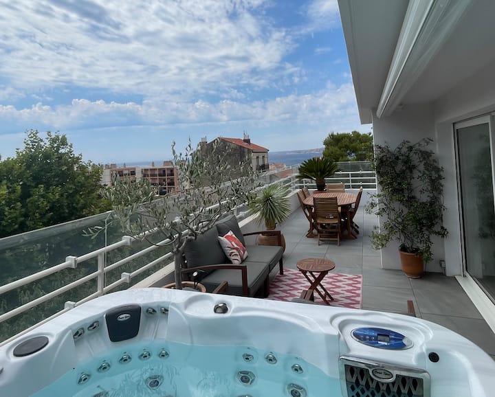 "Rooftop Entre Mer Et Collines" Vue Mer Jacuzzi - Marseille