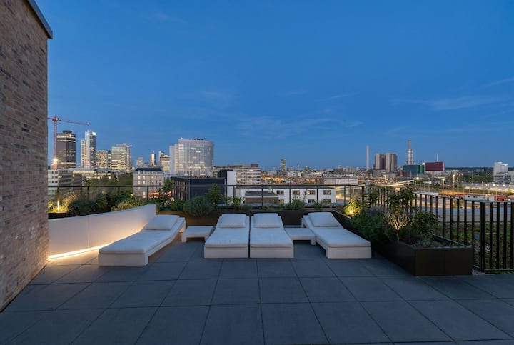 Skyline-suite Mit Dachterrasse & Fitness - Frankfurt