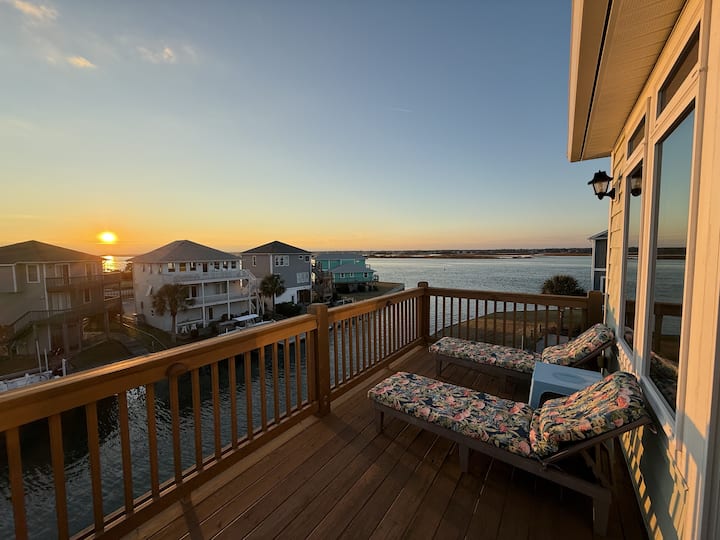 Sound Side + Panoramic View + Pool + Beach Access - Topsail Beach, NC