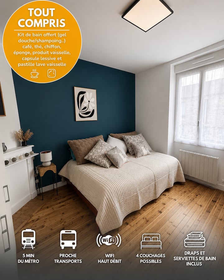 Le Anatole - Appart Cosy, Métro à Proximité - Rennes