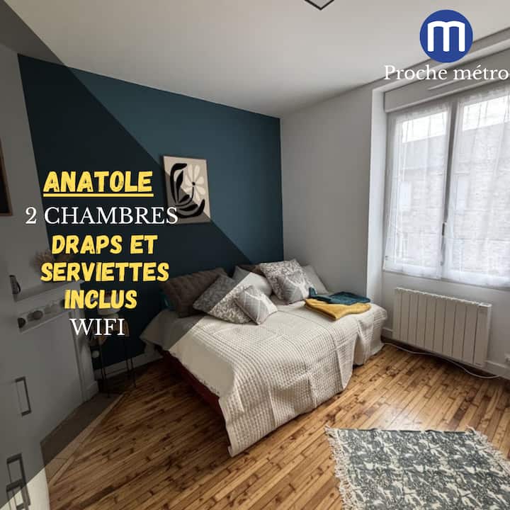 Le Anatole - Appart Cosy, Métro à Proximité - Rennes