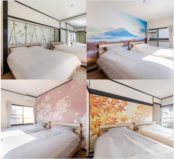 【最大16名/バスルーム2つ/寝室5部屋】四季を彩る和モダン邸宅｜乾燥機2台｜太宰府天満宮徒歩圏内 - Dazaifu