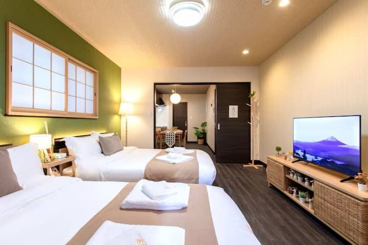 难波6分｜安静好睡｜33平米｜双1.4m床4人房｜岸里駅5分｜整层独享｜机场直达｜房客推荐｜201 - Japan