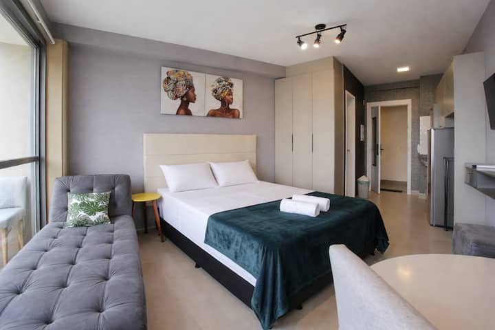 Studio Vista No 18º Andar –Coração Da Vila Olímpia - Moema