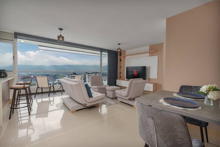 Premium City View•10mn Provenza•ac•secure&cozy•3br - Medellín