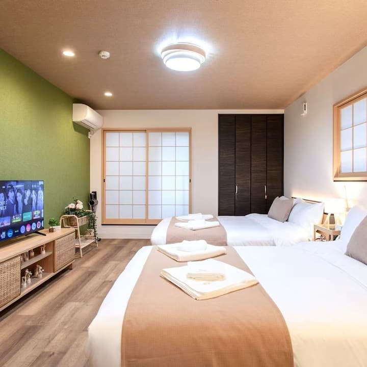 难波6分｜家庭首选｜33平米｜双1.4m床4人房｜整层独享｜可做饭｜机场直达｜101 - Osaka