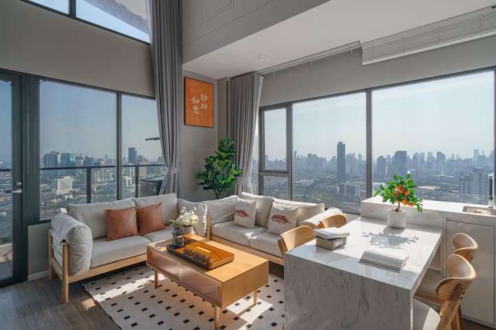 2br Duplex | Mrt Rama 9 Cbd | Sky Pool | 4 Guests - Tayland