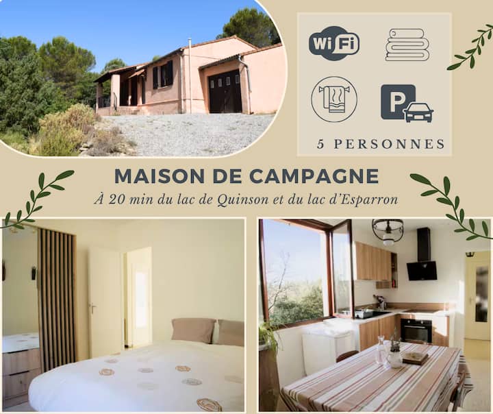 Sérénité Entre Verdon & Collines - Maison 5 Pers - Esparron-de-Verdon