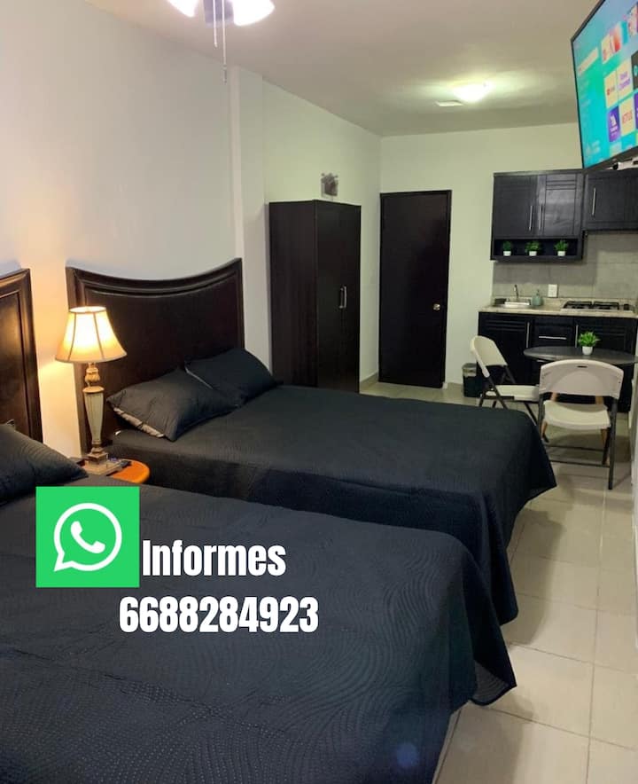 Hab. Independiente C/2 Camas, Cocineta, 4 Personas - Los Mochis