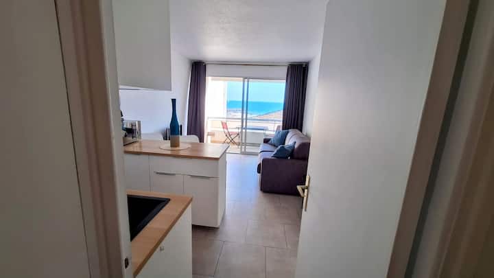 Studio 1ere Ligne, Vue Mer, Balcon, Parking Privé - Carnon