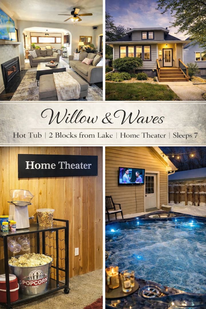 Willow & Waves | Spa, Home Theater, 2 Blks To Lake - Detroit Lakes, MN