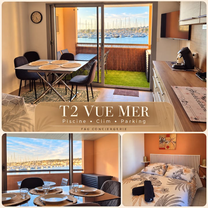 T2 Rénové Vue Mer Piscine, Clim & Parking - Agde