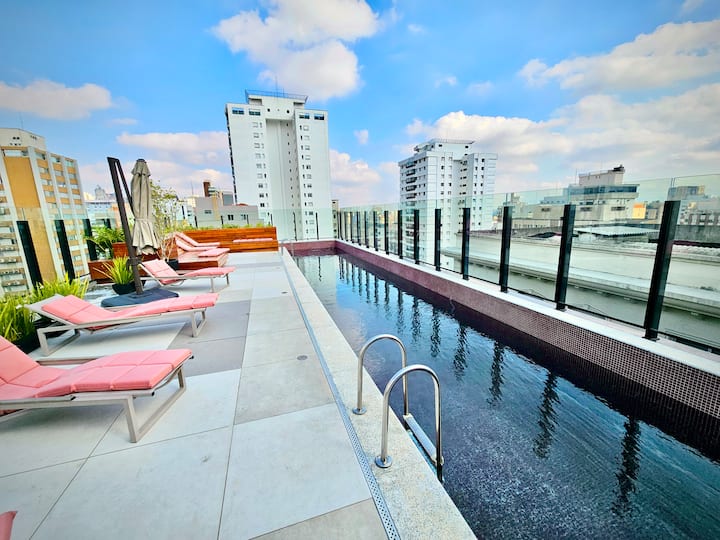 100% Jardins! Piscina, Cowork, Acad| 5min Paulista - São Paulo