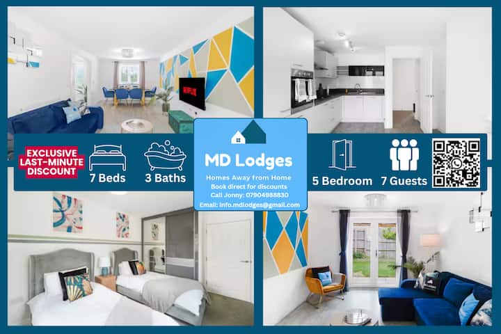 Stylish & Chic 5br Home Sleeps 7 Wi-fi Contractors - Peterborough, Royaume-Uni