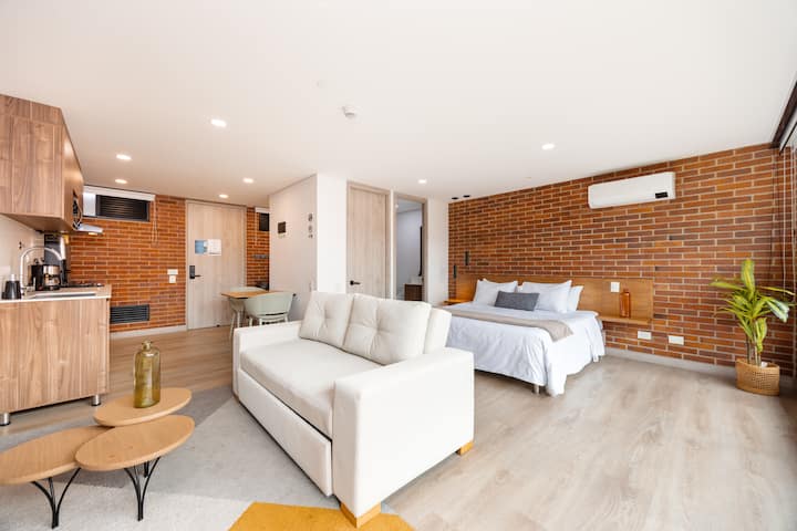 Unique Loft W/ Sofa Bed Ac | Terrace & Rooftop Gym - Medellin, Antioquia, Colombia
