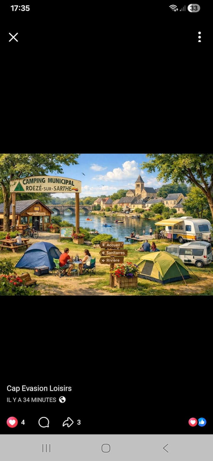 Camping Au Bord De L'eau Proche Circuit Des 24h - Sarthe