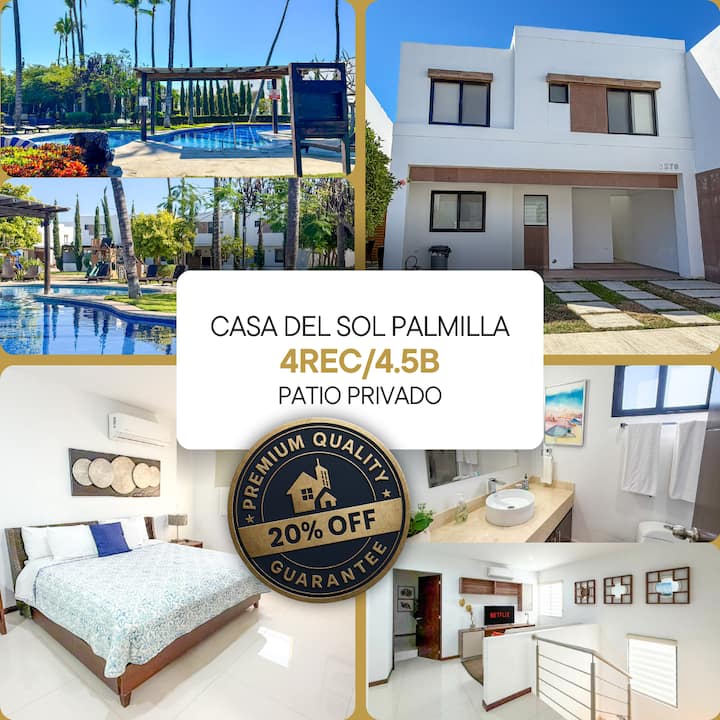 Casa Del Sol Palmilla 4rec/4.5b C/patio Y Alberca - Mazatlán