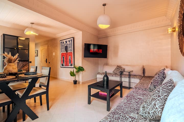 Cozy Boho : Balcon 2 A/cs & Parking | 6 Min Gueliz - Marrakech