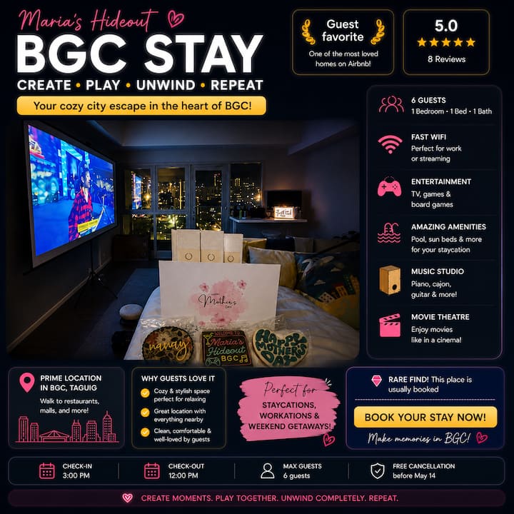 Maria’s Hideout Bgc
Stay•create•play•unwind•repeat - Philippines