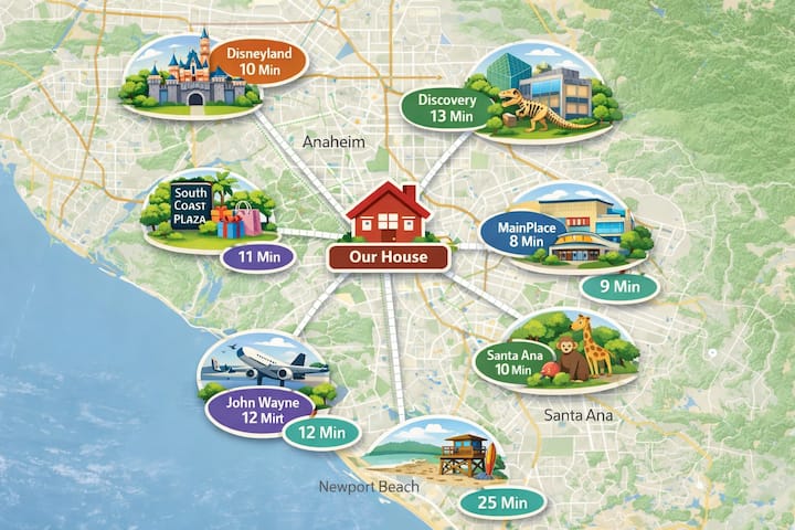 2. Disneyland | Anaheim Convention | Spacious 4 Bd - Santa Ana, CA