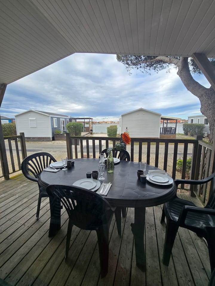 La Baraque Vue Sur Lac Clim Piscine Camping 4* - Le Barcarès