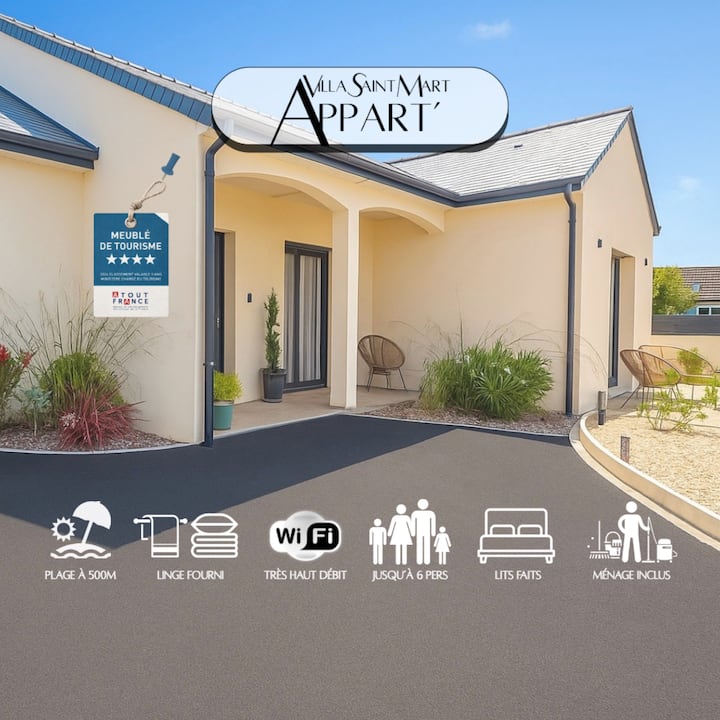 Appart' Saint Mart•6 Pers•tout Inclus•plage à 500m - Hauteville-sur-Mer