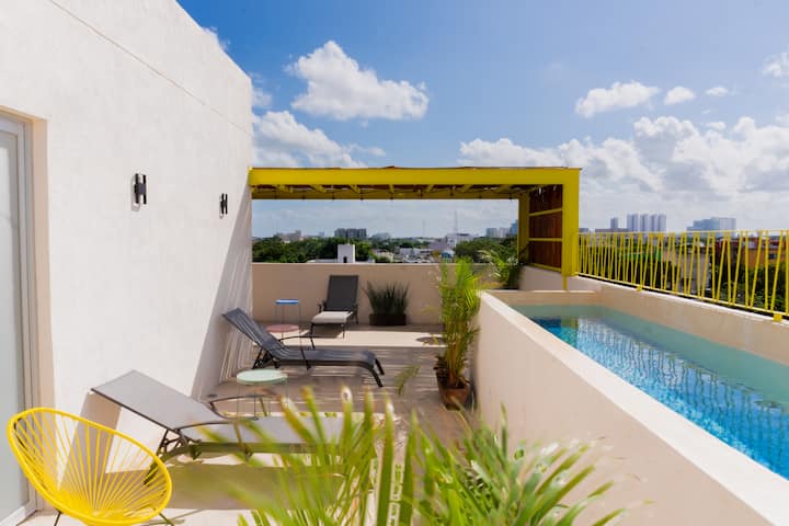 Charming Apt 4+ Pool + Rooftop + Cancun's Heart - Cancún