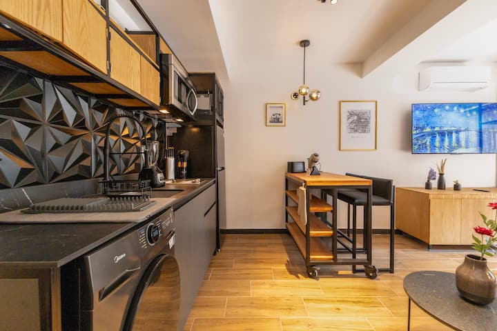 Nápoles Loft W/ Balcony View • Queen Bed + A/c - Mexico City