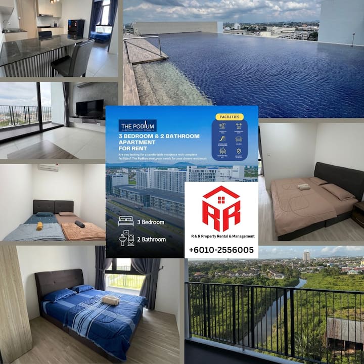 Podium (E-5-3) 3 Bedroom (Family Friendly) - Kuching