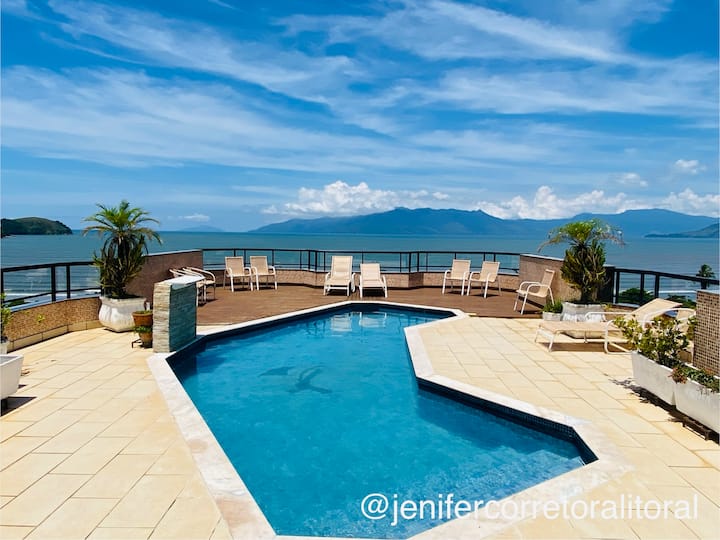 Flat Jangada • Beira - Mar • Piscina C/ Vista Mar - Caraguatatuba
