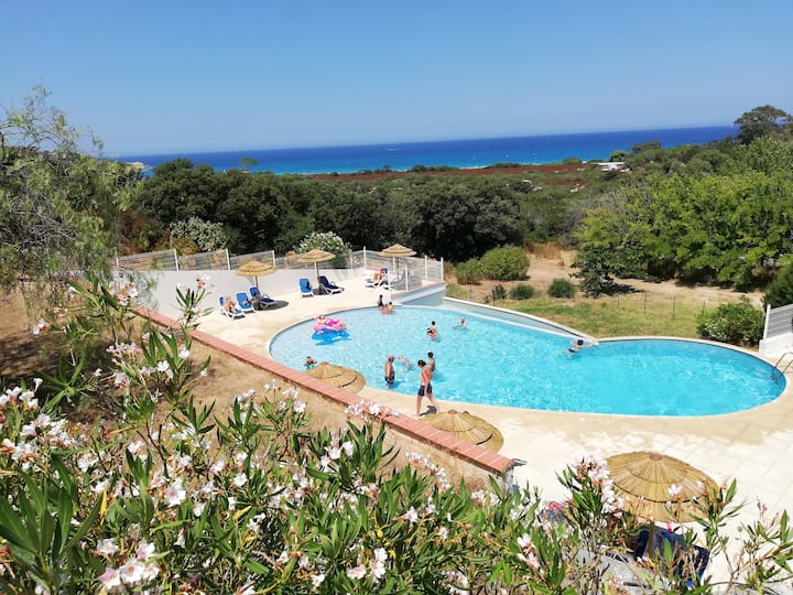 T2 Vue Mer, Plage, Piscine, 5 Mn Ile Rousse 5 Pers - Belgodère