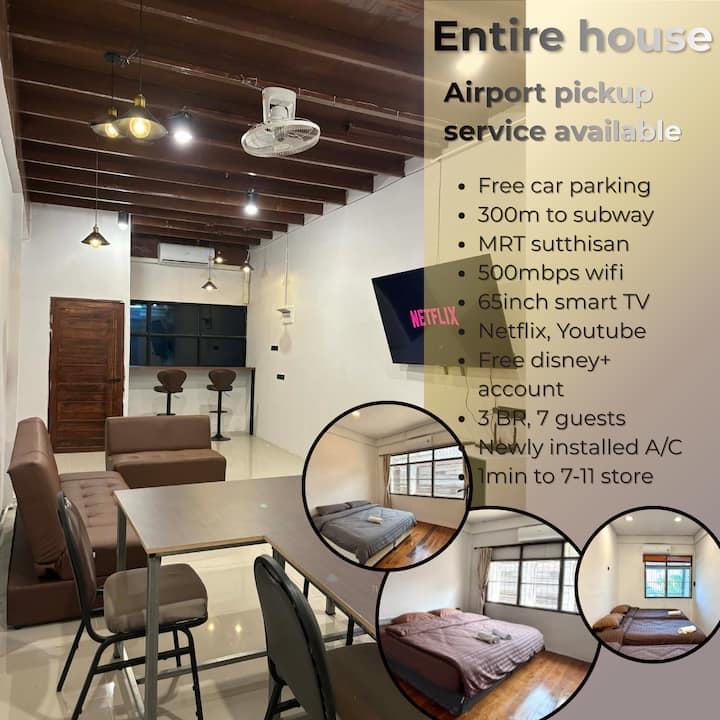 Entire House 300m Mrt Sutthisan/free Disney+ Acc - Bangkok