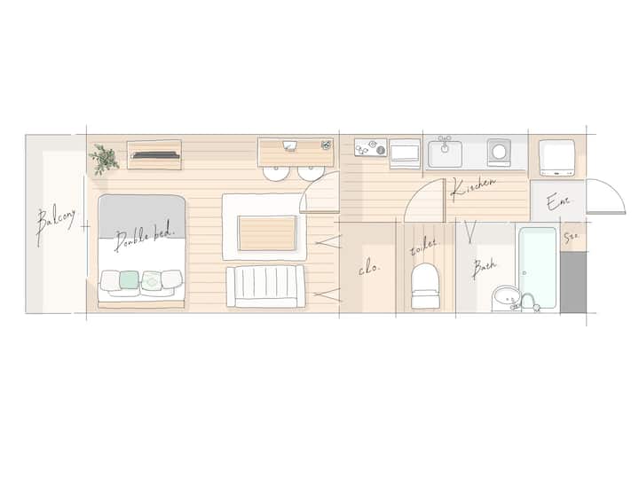 8 Min To Tokyo Disney Resort | 1br | Up To 4 - Maihama