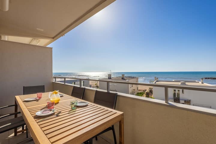 Les Vagues Bel Appartement Rénové Vue Mer Avec Acc - Valras-Plage