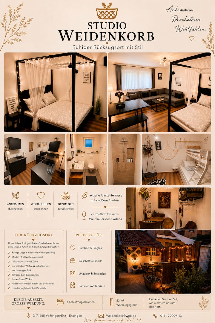 Studio Weidenkorb - Ruhiger Rückzugsort Mit Stil - Vaihingen an der Enz