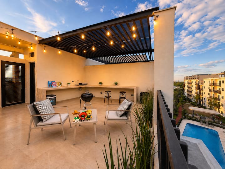Depa Con Terraza Privada Cerca Del Estadio Bbva - Monterrey