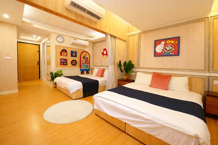 Jw805【西門町】主題風格雙床房｜1–4人｜乾淨明亮・步行捷運 - Taipei