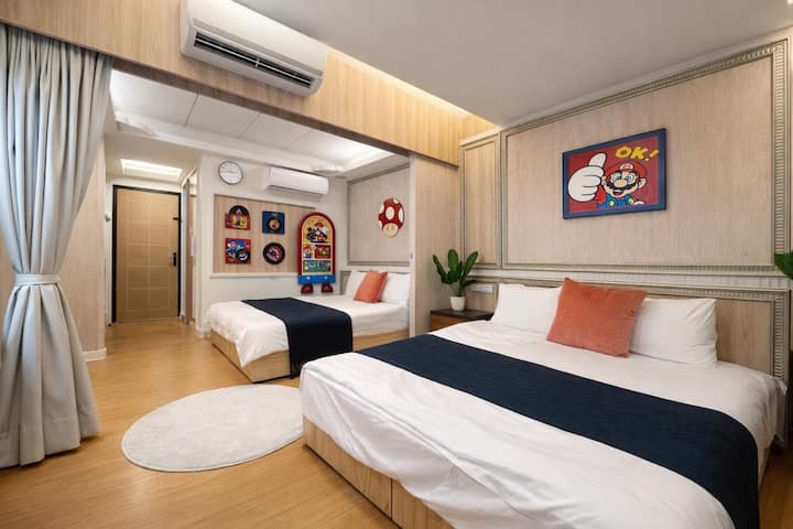 Jw805【西門町】主題風格雙床房｜1–4人｜乾淨明亮・步行捷運 - Taipei City