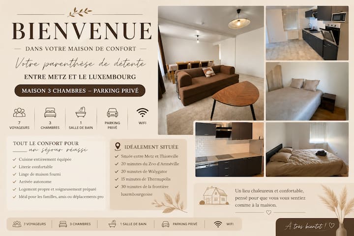 Maison 3 Chambres - Parking Privé - Walygator Grand Est