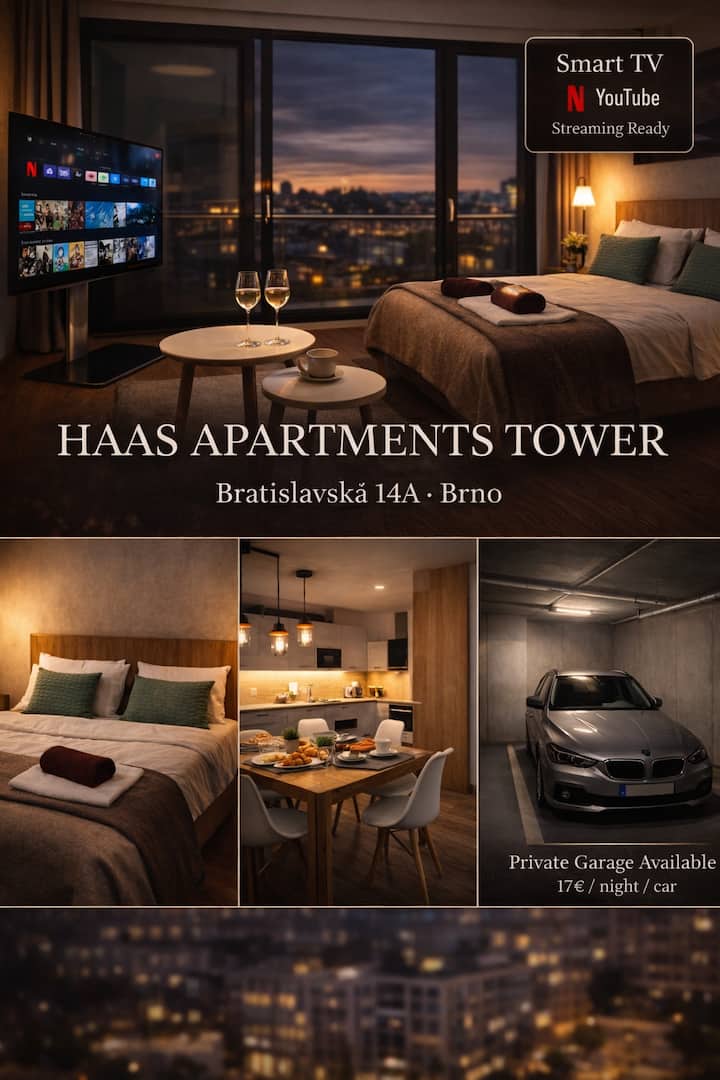 Deluxe Apartment In Tower With Balcony And Parking - Brno