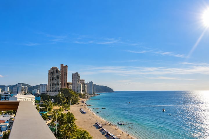 Ocean View 3 Br Caribbean Penthouse - 산타마르타