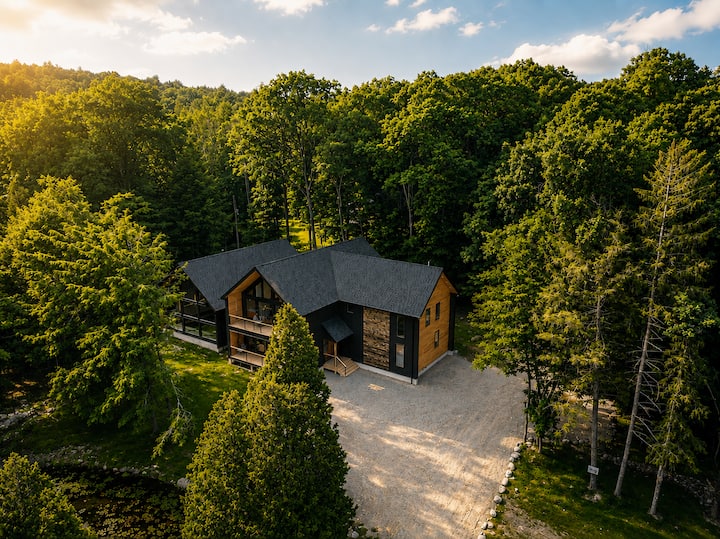 Modern Scandinavian Villa Indoor Pool Lake Stream - Tannersville, PA