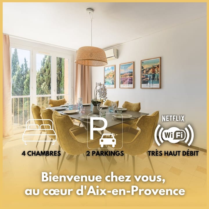 Solena – Grand T5 8 Pers · Balcon · Clim · Calme - Aix-en-Provence