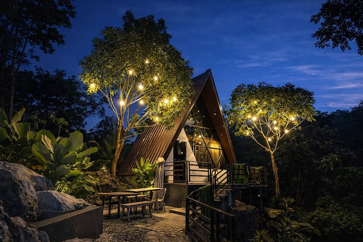 A-frame Forest Cabin W/ Pool - Tanay