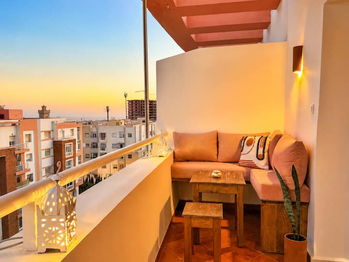 Appartement Familial - 3 Chambres Balcon Vue Mer - Agadir