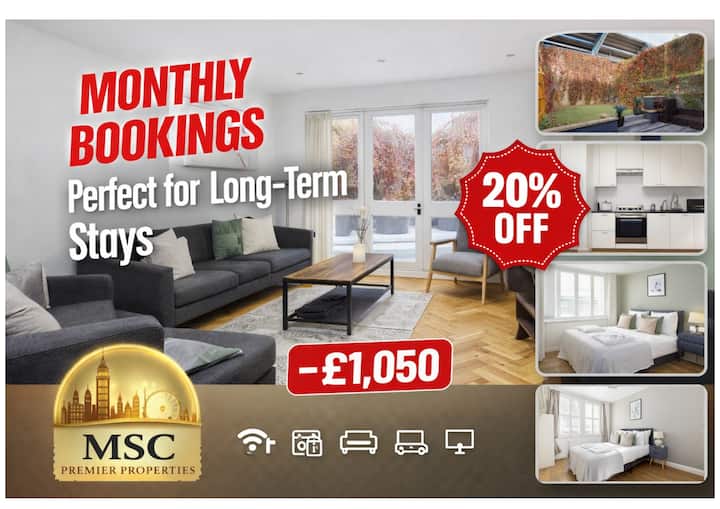 20%off|monthlybook|contractor|parking|wifi|sleeps5 - Notting Hill