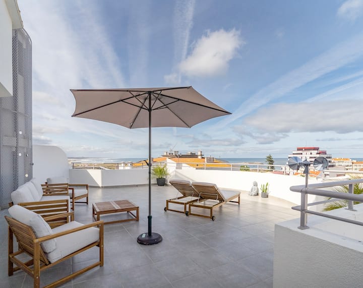 Ocean View Penthouse Studio W/ 70m² Privateterrace - Figueira da Foz