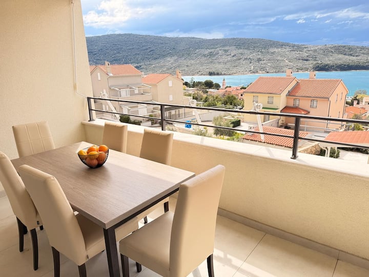 Meerblick Ferienwohnung Cres, 3 Sz, Balkon, Garage - Cres