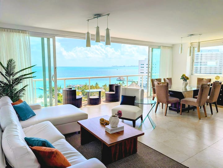 Luxury Beachfront 4br | Big Pool, Ocean-beach View - Isla Mujeres